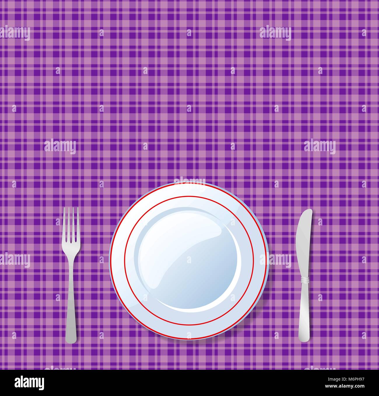 Table setting for dinner. Vector illustration with empty plate, knife ...