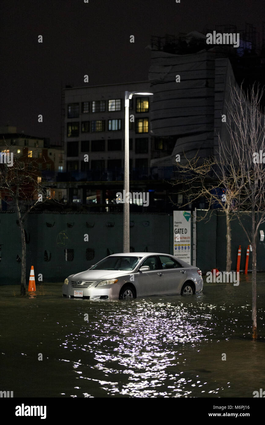 City Street Flooding on the East Boston waterfront during a winter ...