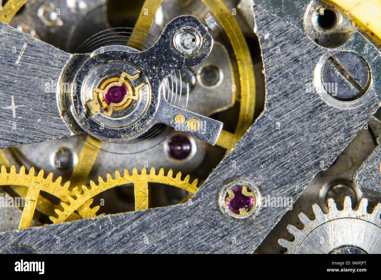 clockwork old mechanical high resolution and detail Stock Photo - Alamy