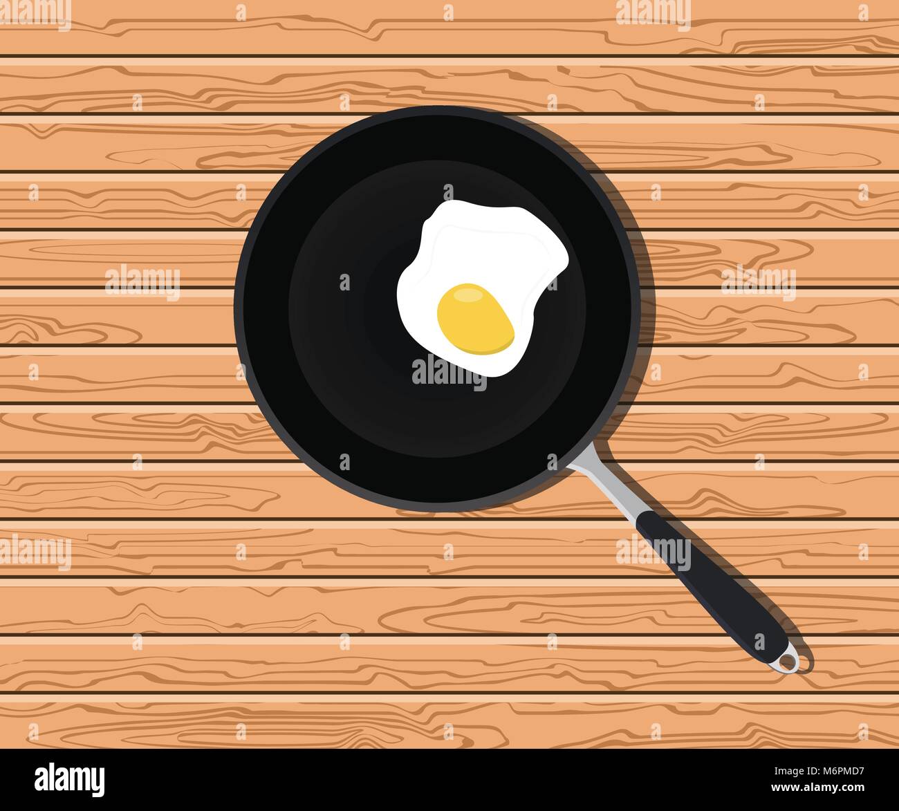 Frying pan on wooden Stock Vector Images - Alamy