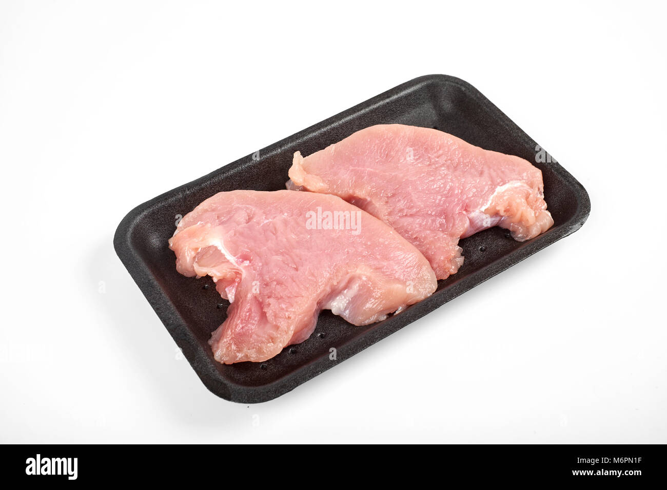 Raw turkey meat in tray, isolated on white background Stock Photo - Alamy
