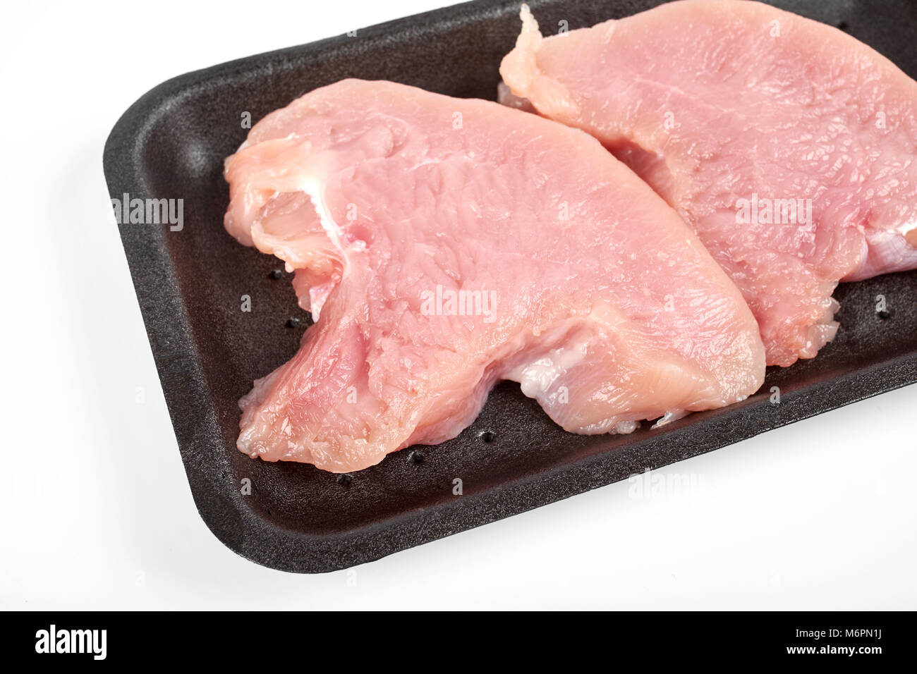 Raw turkey meat in tray, isolated on white background Stock Photo - Alamy