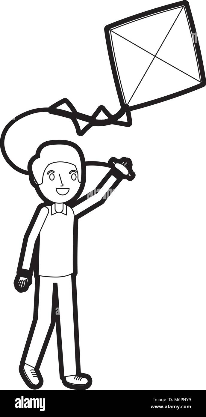 man holding kite funny happy image vector illustration Stock Vector ...