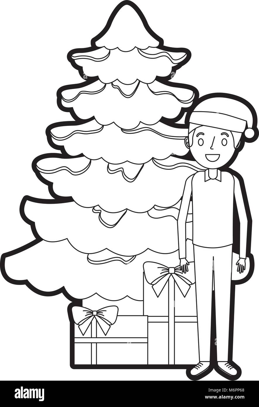 Family christmas tree decorating Black and White Stock Photos & Images ...