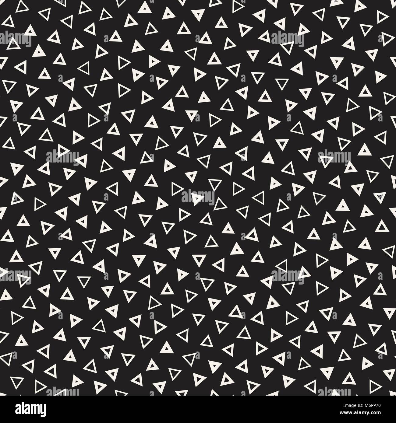 Seamless chaotic patterns. Randomly scattered geometric square triangle ...