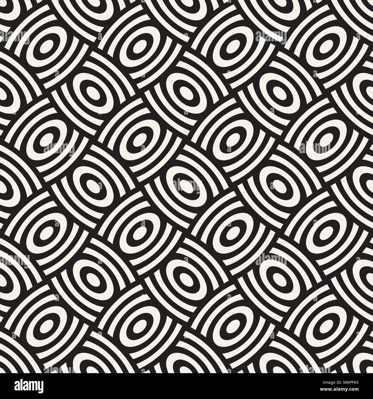 Vector geometric seamless pattern with curved shapes grid. Abstract ...