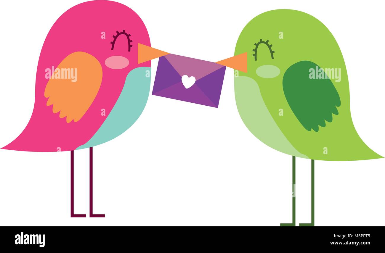 beautiful birds with message in beak lovely vector illustration Stock ...