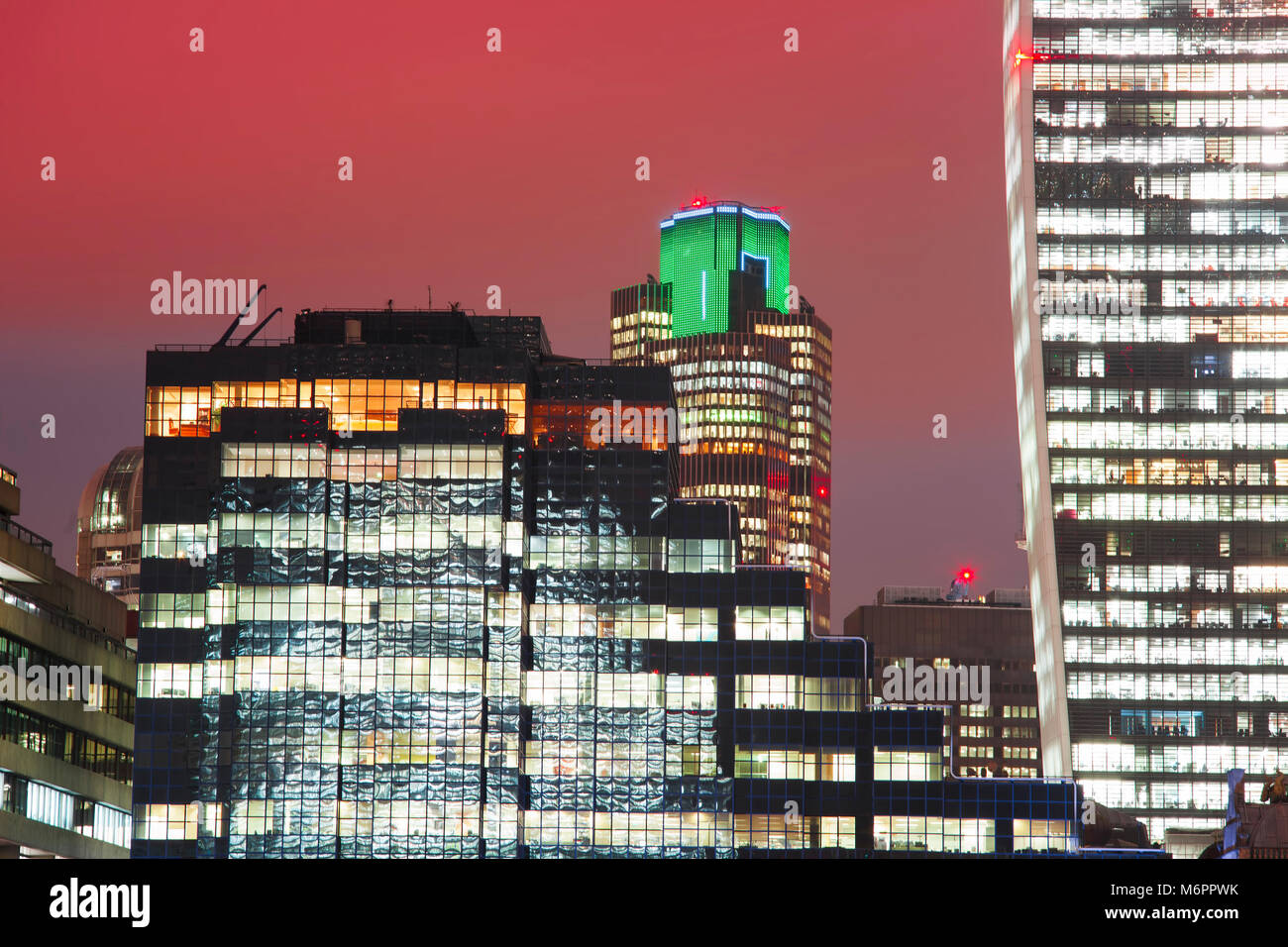 sunset scene in London city. modern buildings Stock Photo - Alamy
