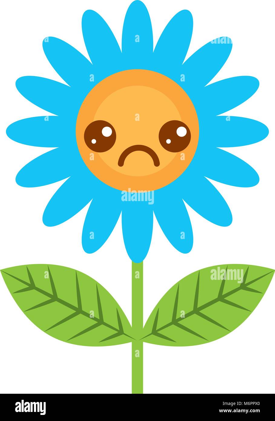 cute kawaii sad flower decoration cartoon vector illustration Stock ...