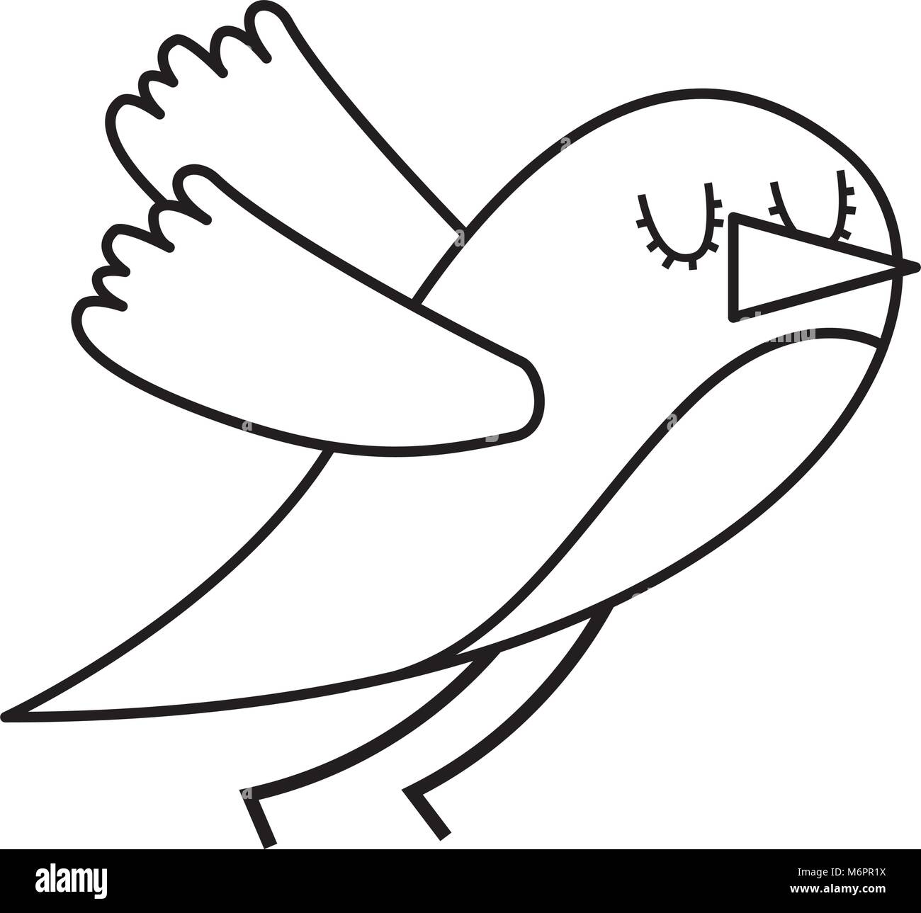 cute cartoon bird animal beauty vector illustration thin line design ...