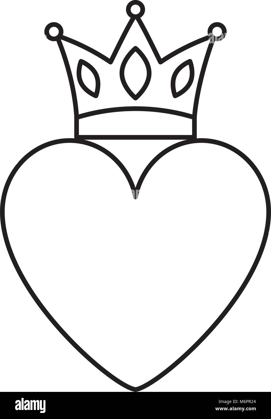 pink heart love crown romantic passion icon vector illustration thin ...