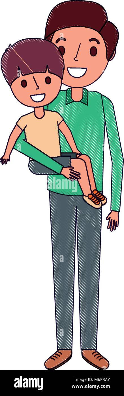 father holding their son kid smiling vector illustration Stock Vector ...
