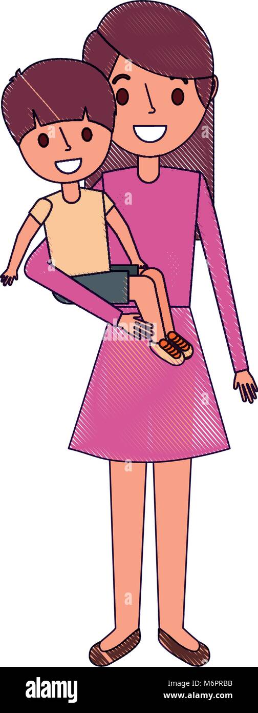 mother carrying her little boy vector illustration Stock Vector Image ...