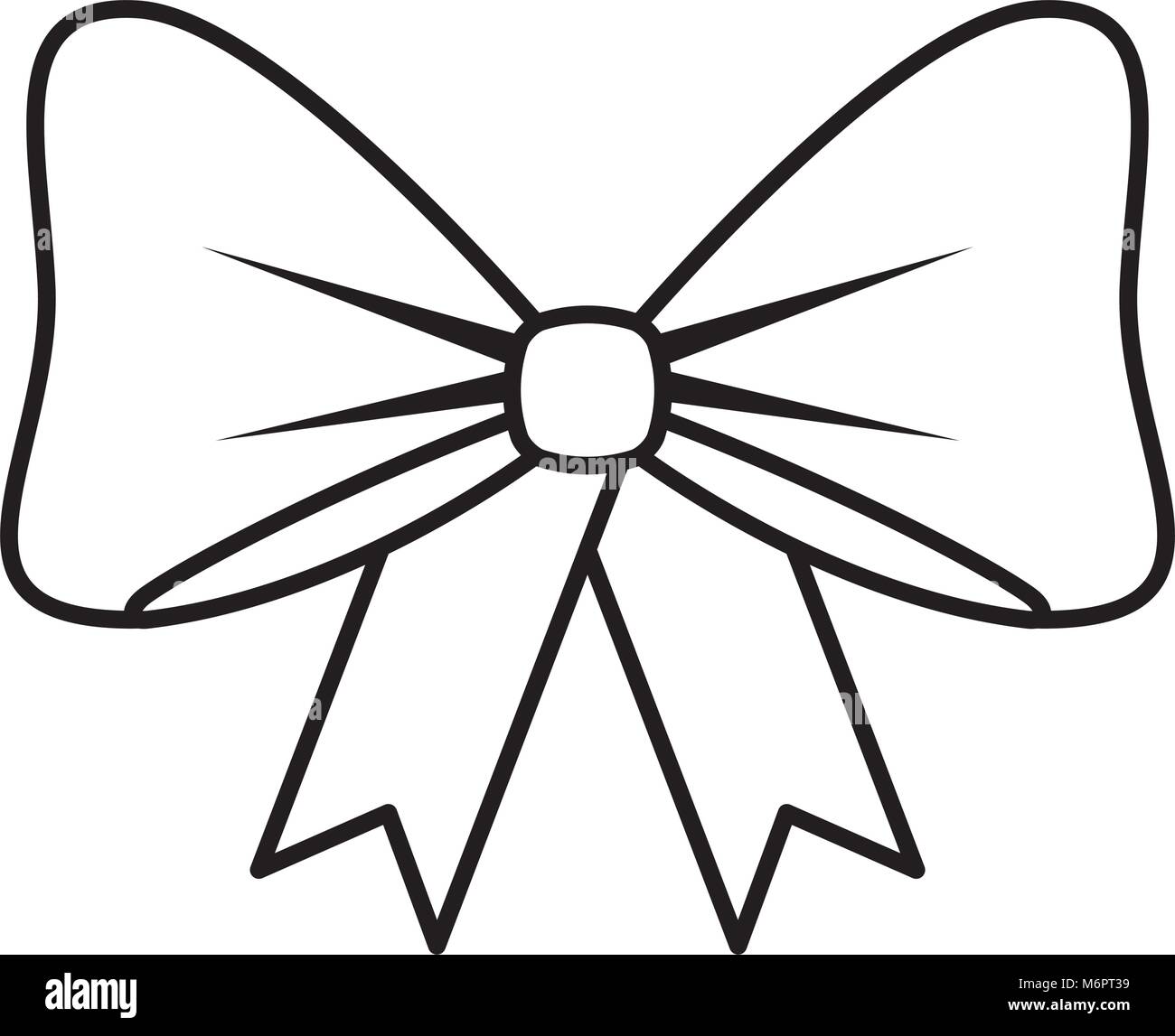 delicate bow ribbon decoration ornament vector illustration thin line ...