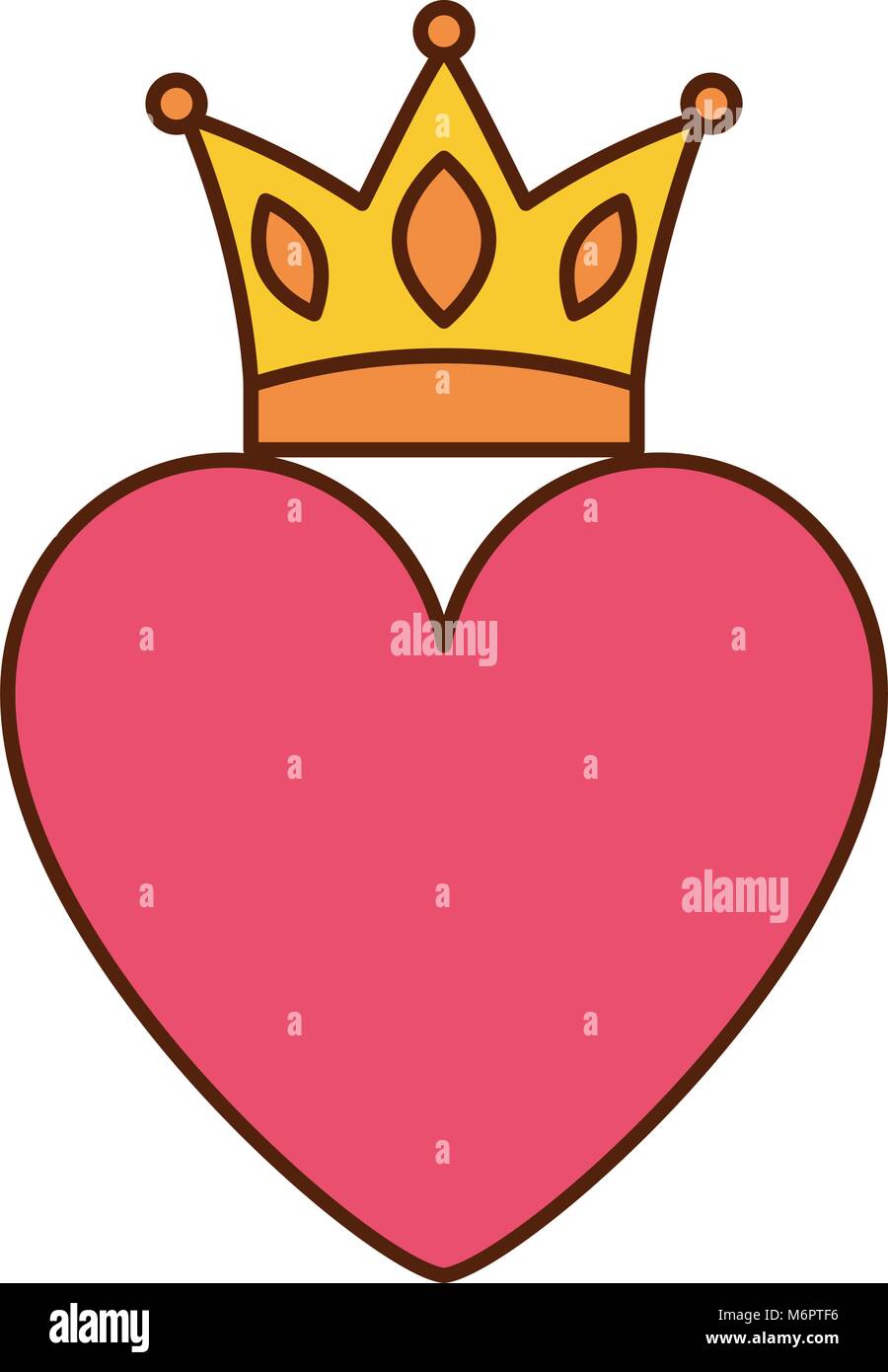 pink heart love crown romantic passion icon vector illustration Stock ...