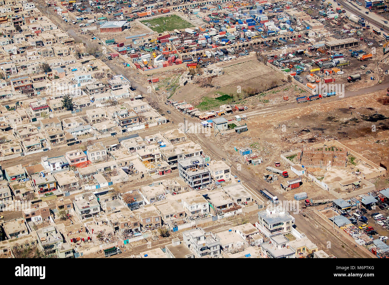 Aerial photo of Kabul Afghanistan of the city and an industrial area ...