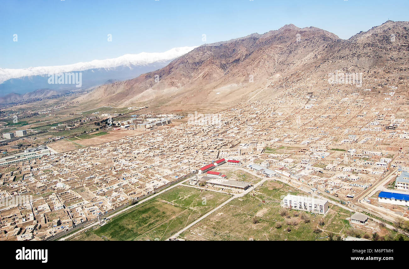 Aerial photo of Kabul Afghanistan of the city and its informal ...