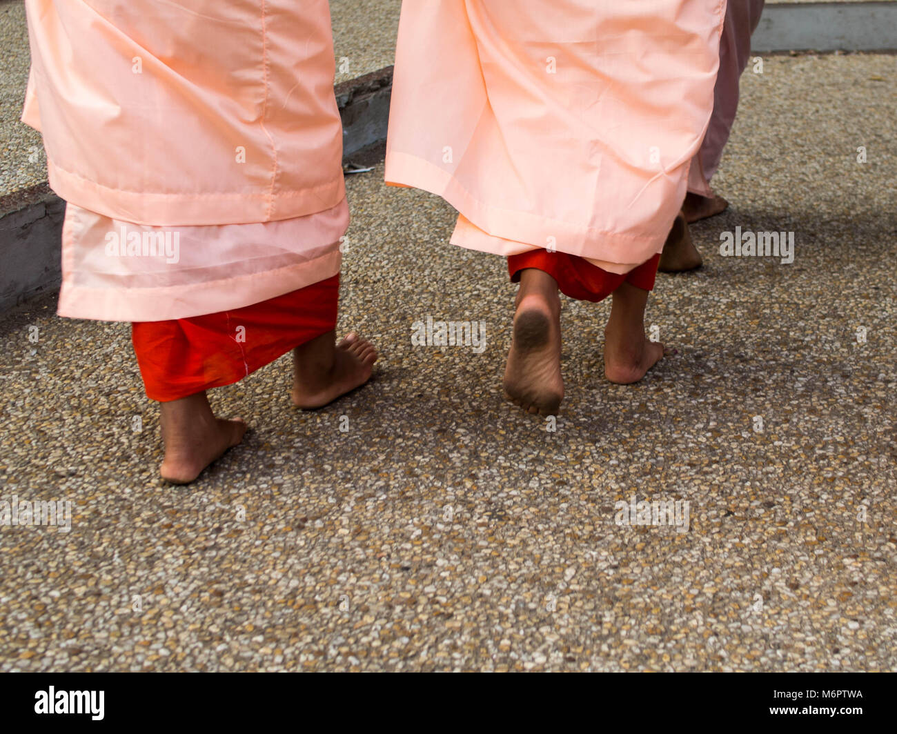 Yangon, Myanmar - February, 15, 2018: Young Female Buddhist monks feet ...