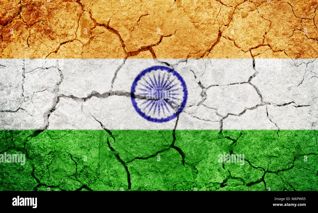 Republic of India flag on dry earth ground texture background Stock ...