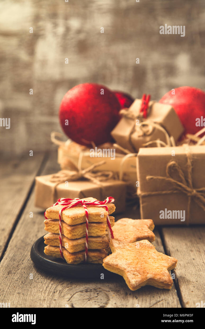 Christmas cookies with festive decoration. Christmas butter cookies ...