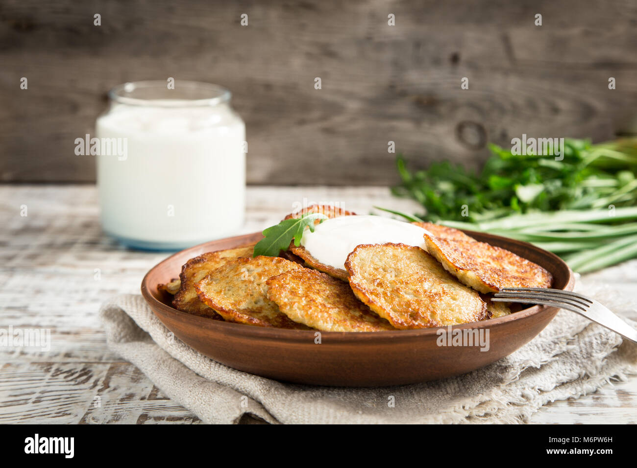 Draniki - potato fritters. potato pancakes. The naitonal dish of ...