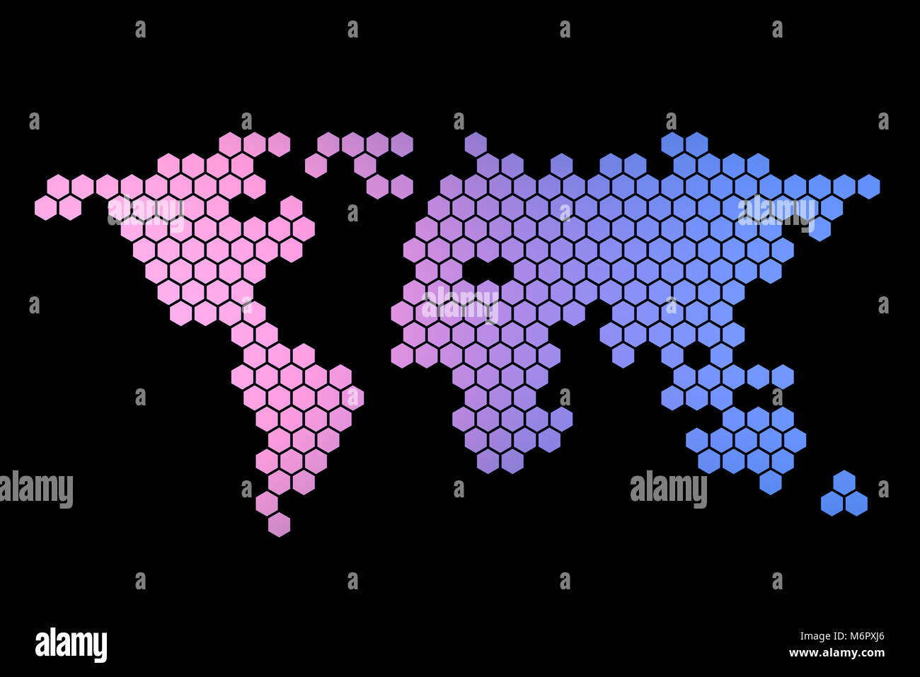 Hexagon honeycomb world map Stock Photo - Alamy