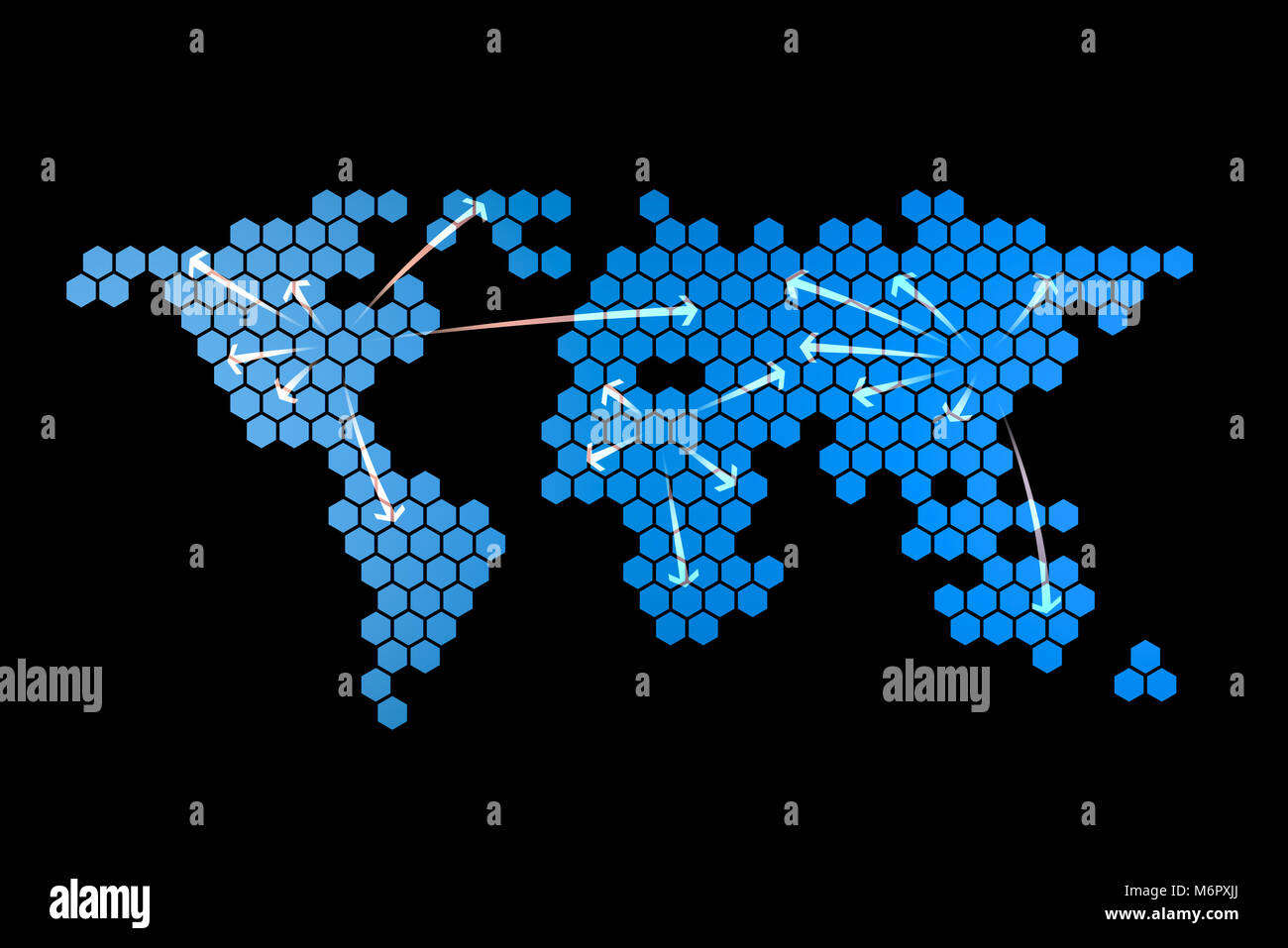 Hexagon honeycomb world map Stock Photo - Alamy