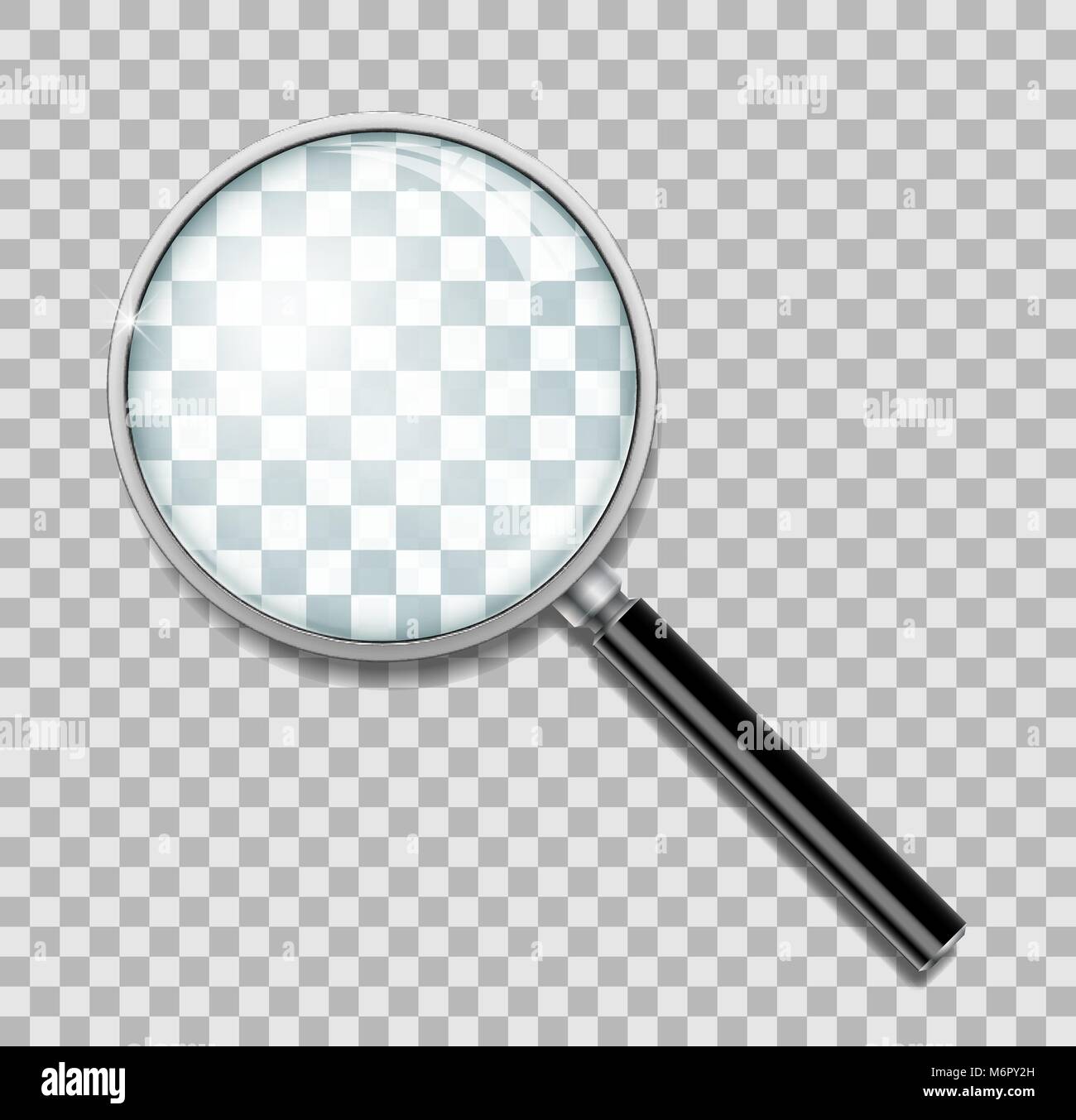 Magnifying glass with steel frame isolated. Realistic Magnifying glass ...