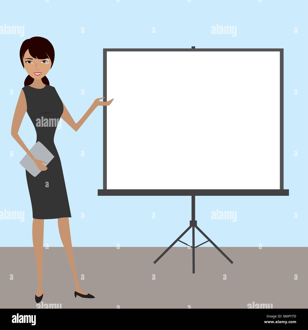 Business people with projector screen . Presentation concept. Vector ...