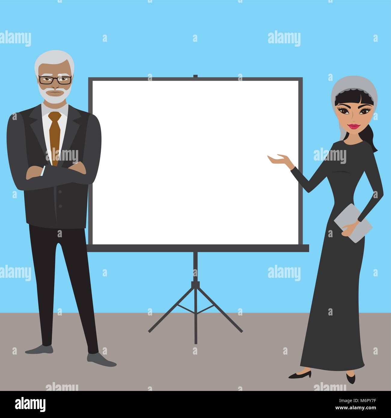 Business people with projector screen . Presentation concept Stock ...
