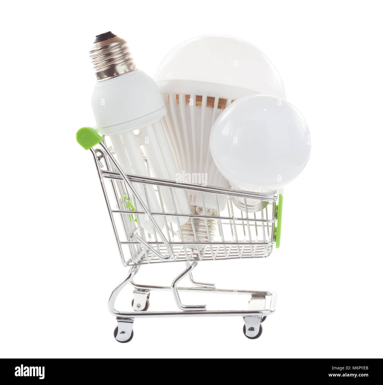 shopping cart with light bulbs isolated on white background Stock Photo ...