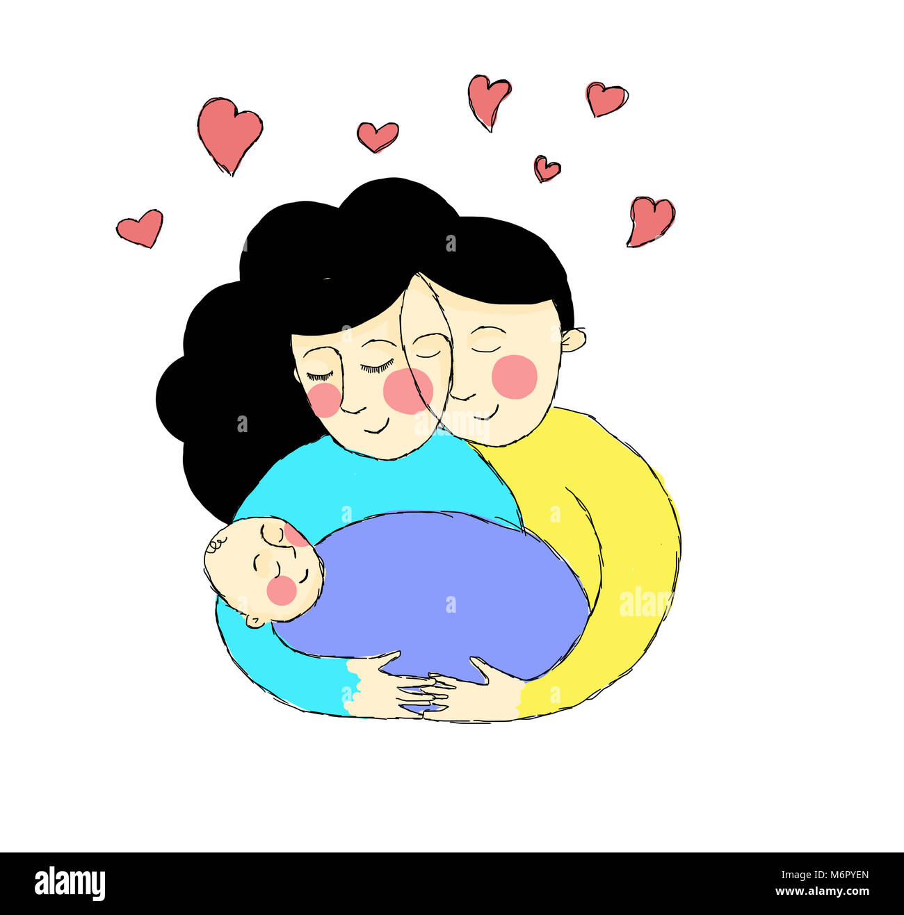 Cartoon illustration hugging happy people hi-res stock photography and ...