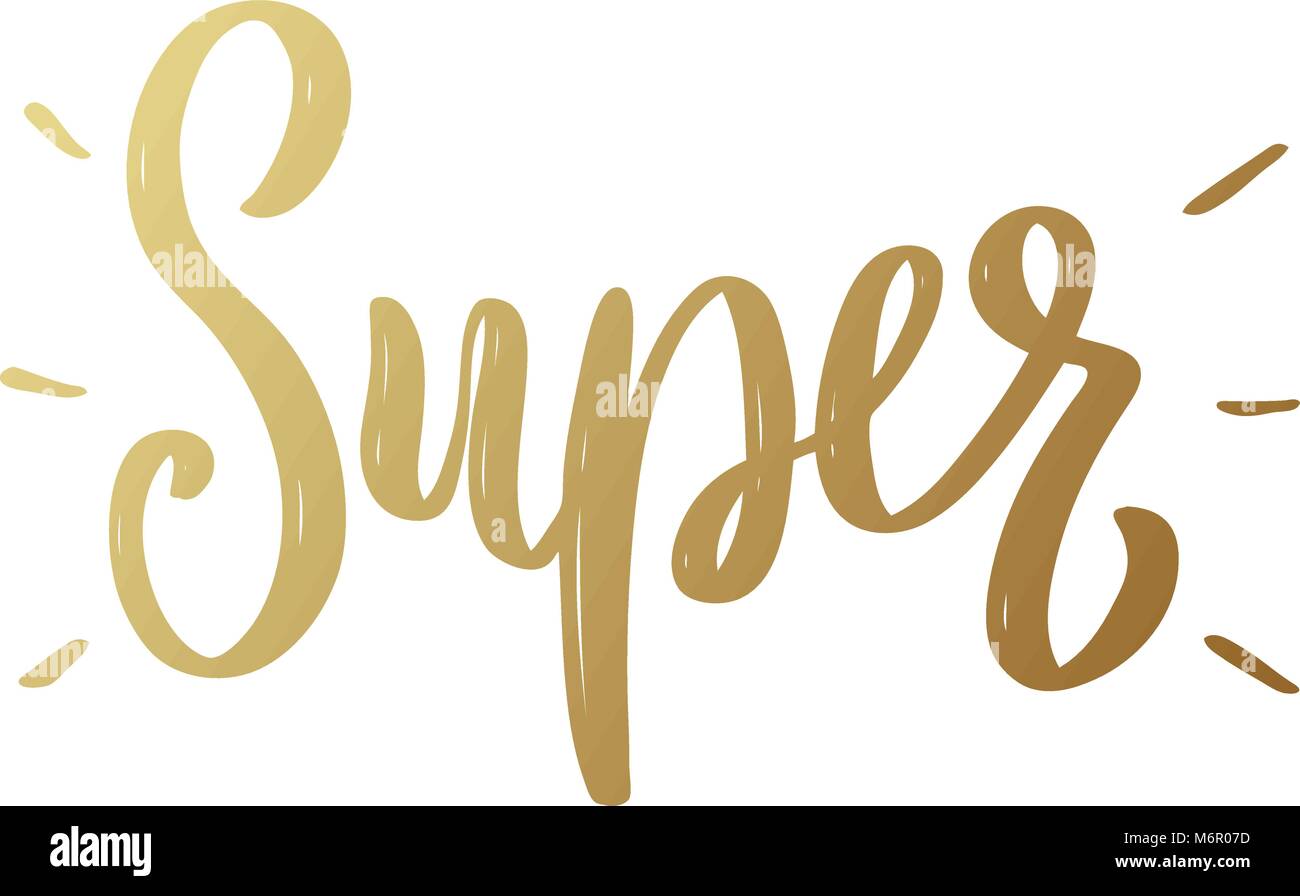 Super. Lettering phrase on white background. Design element for poster ...
