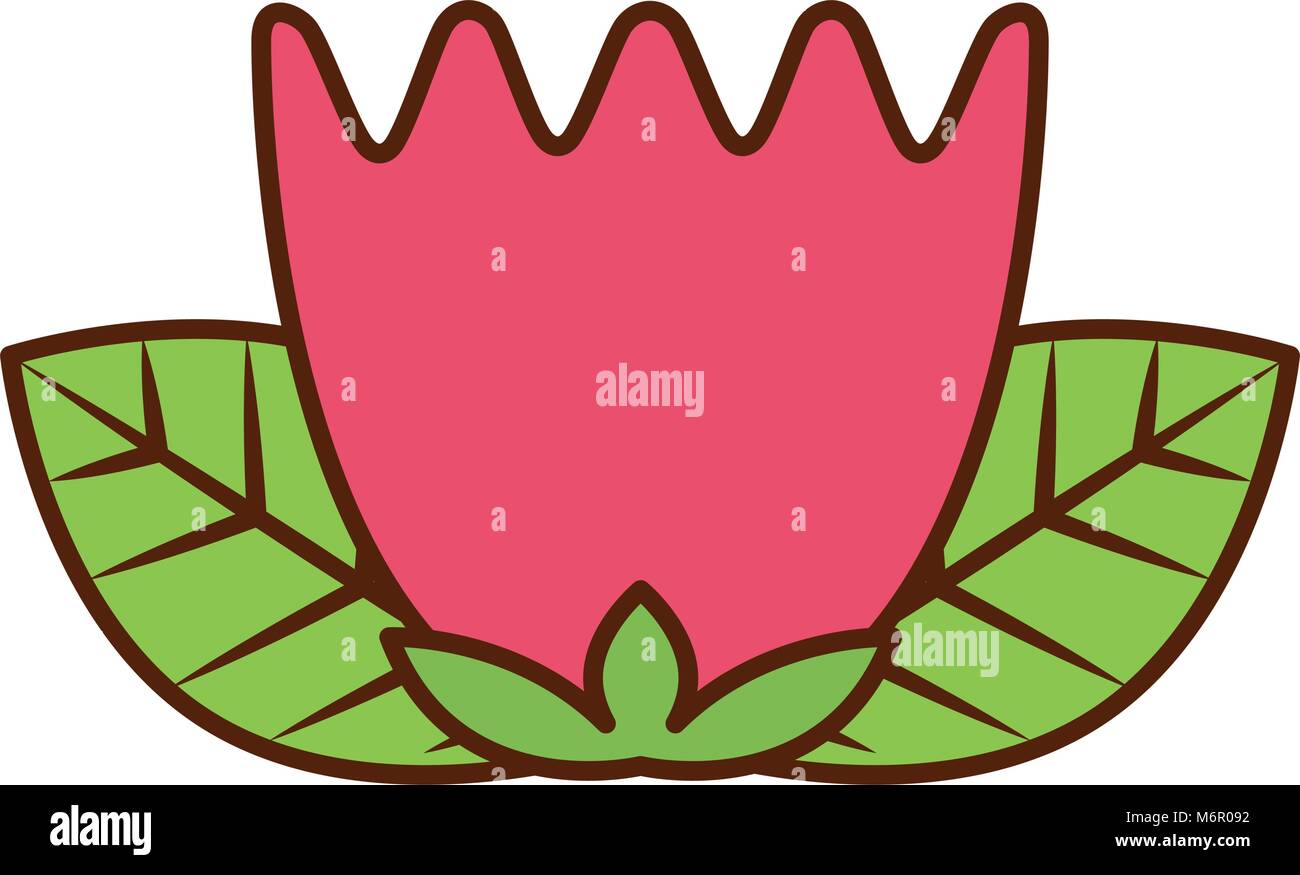 beautiful one flower on leaves decoration vector illustration Stock ...