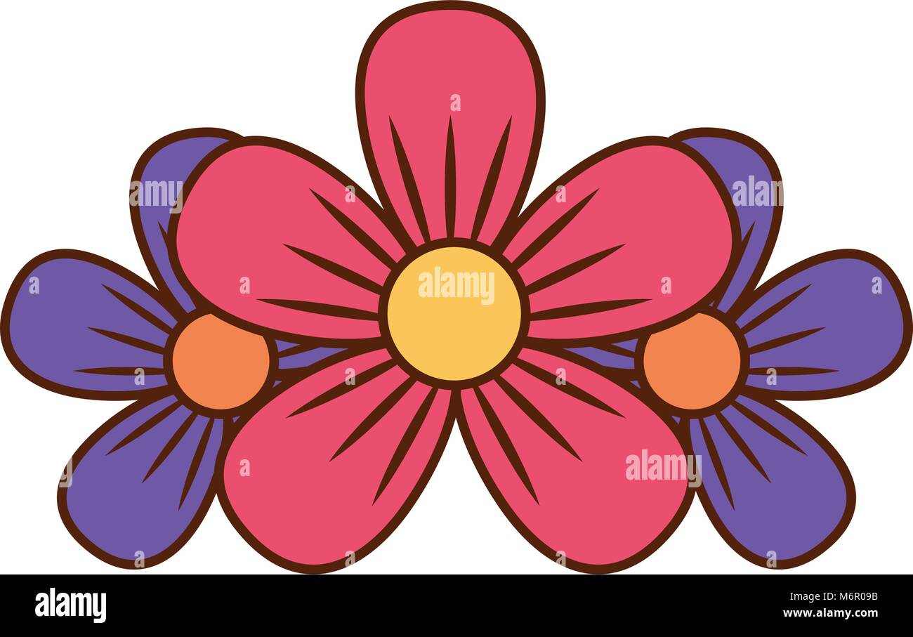 three flowers decoration nature romantic vector illustration Stock ...