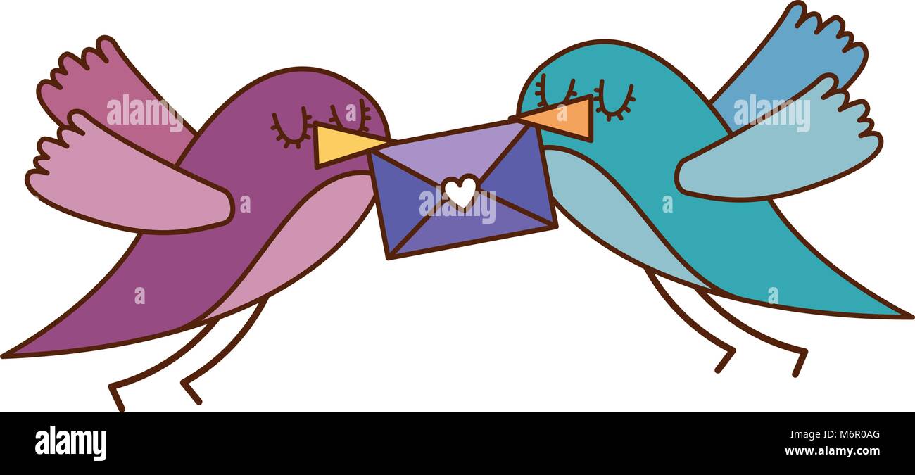 beautiful flying birds with message in beak lovely vector illustration ...