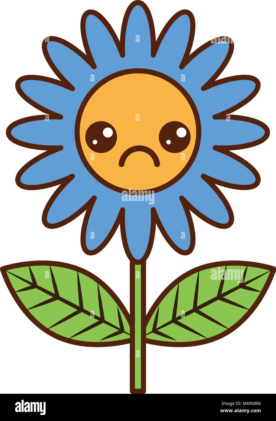 cute kawaii sad flower decoration cartoon vector illustration Stock ...