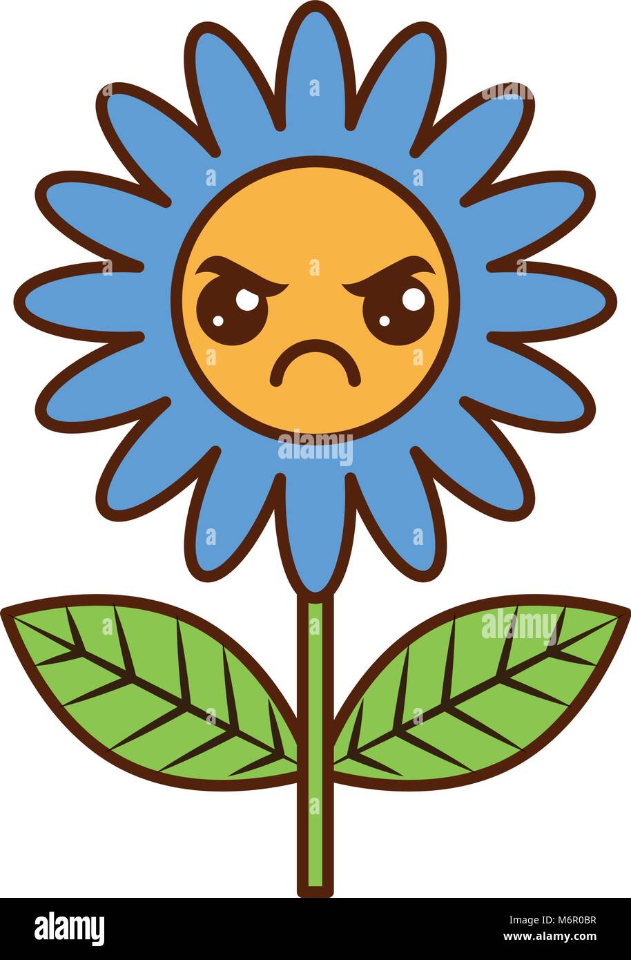 cute kawaii angry flower decoration cartoon vector illustration Stock ...