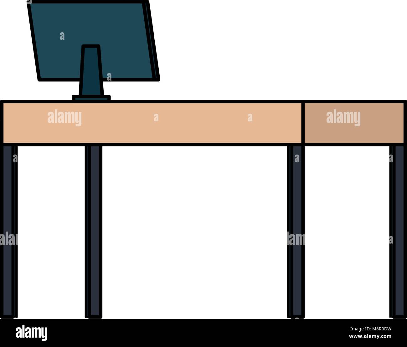office desk with desktop computer Stock Vector Image & Art - Alamy