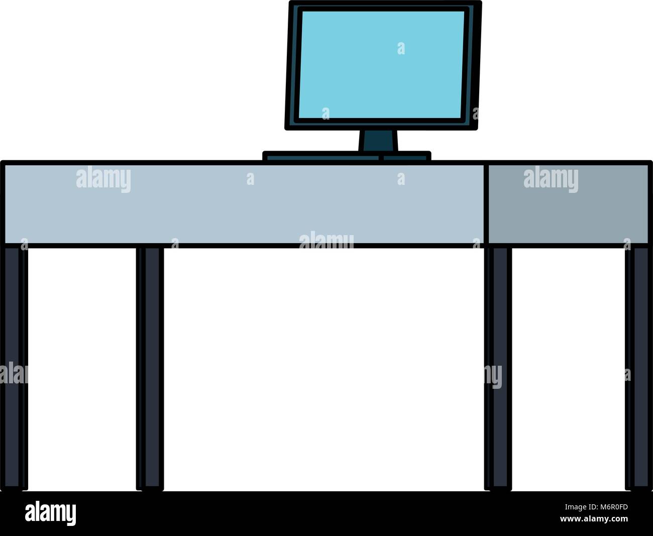 office desk with desktop computer Stock Vector Image & Art - Alamy