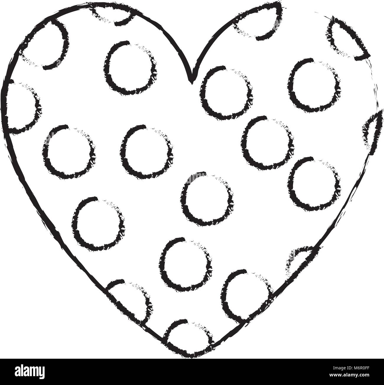 dotted heart in love decoration romantic vector illustration sketch ...