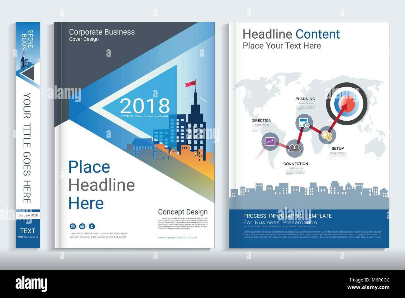 Cover book design template with presentation infographics elements ...