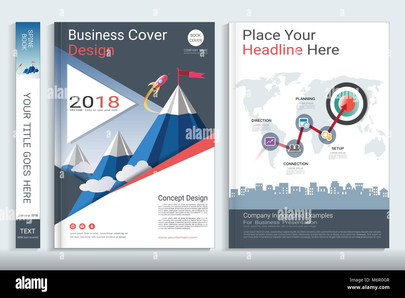 Cover book design template with presentation infographics elements ...