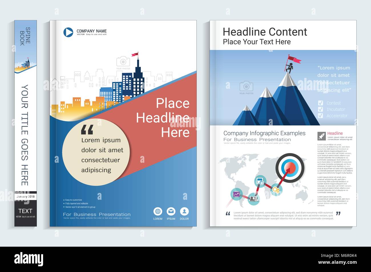 Cover book design template with presentation infographics elements ...