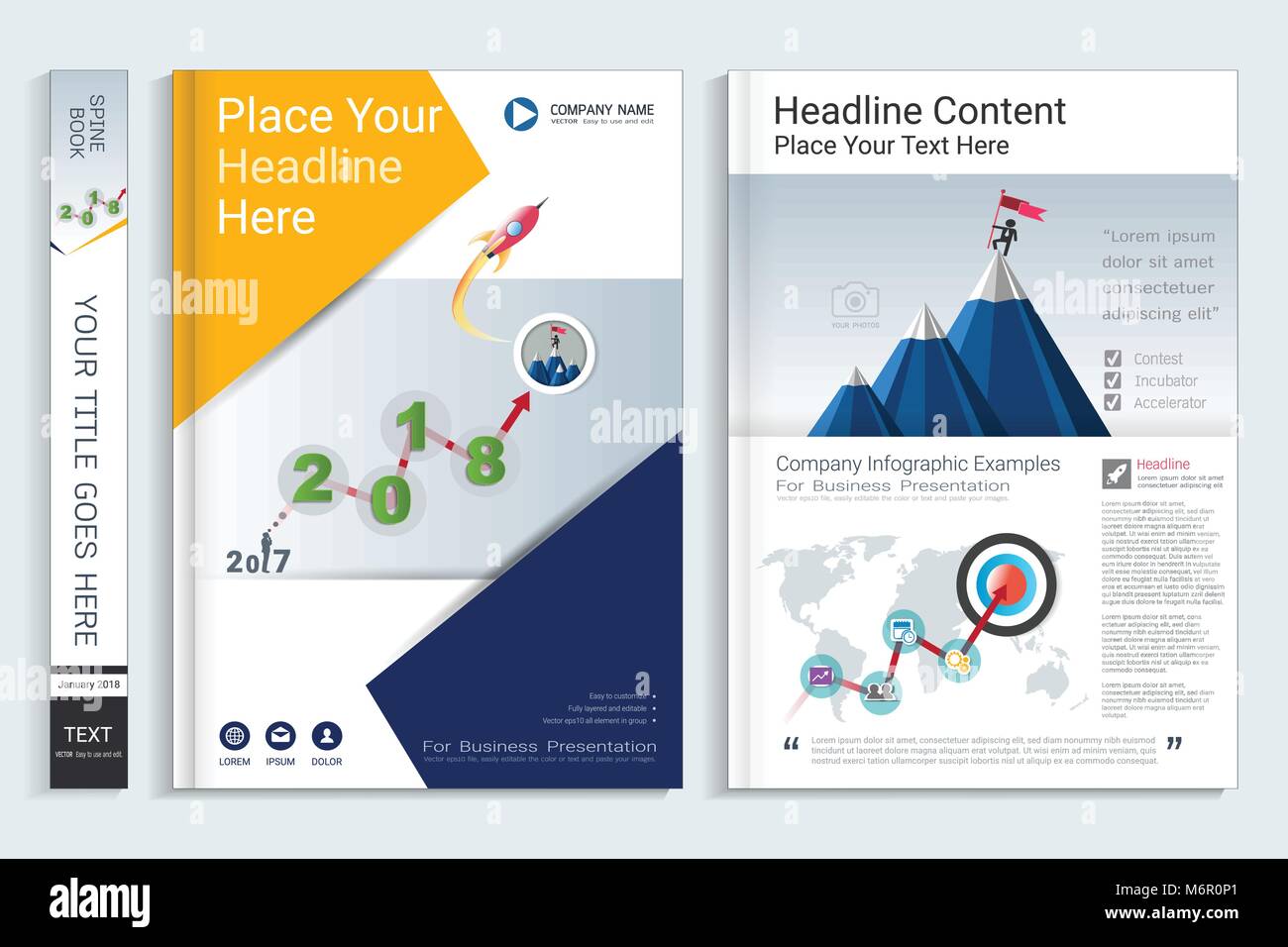 Cover book design template with presentation infographics elements ...