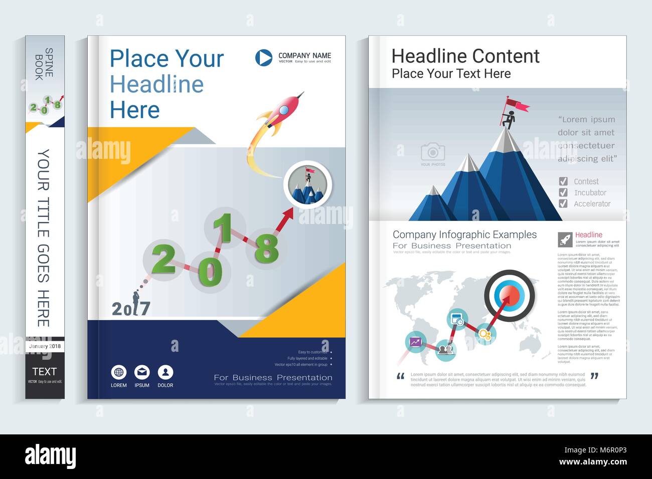Cover book design template with presentation infographics elements ...