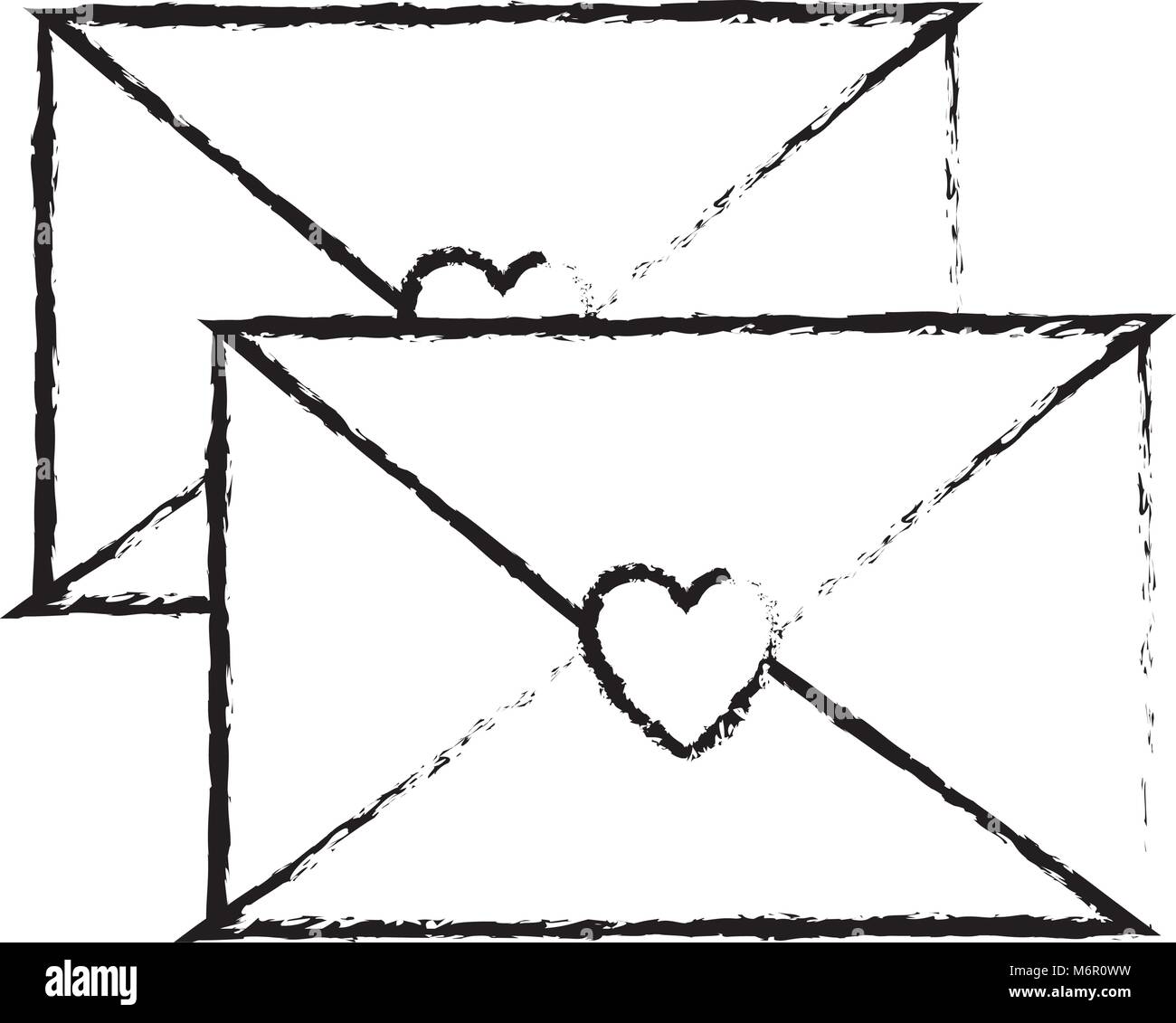 envelope message greeting heart love romantic vector illustration ...