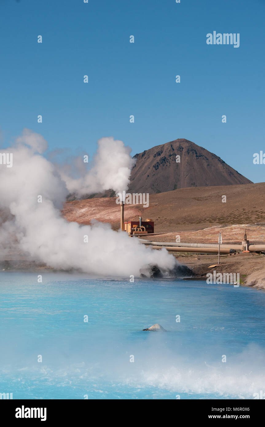 Geothermal stations next to Mount Krafla Iceland Stock Photo - Alamy