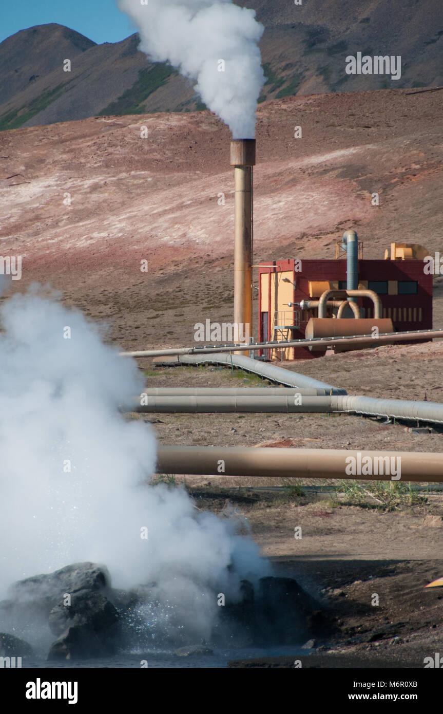 Geothermal stations next to Mount Krafla Iceland Stock Photo - Alamy