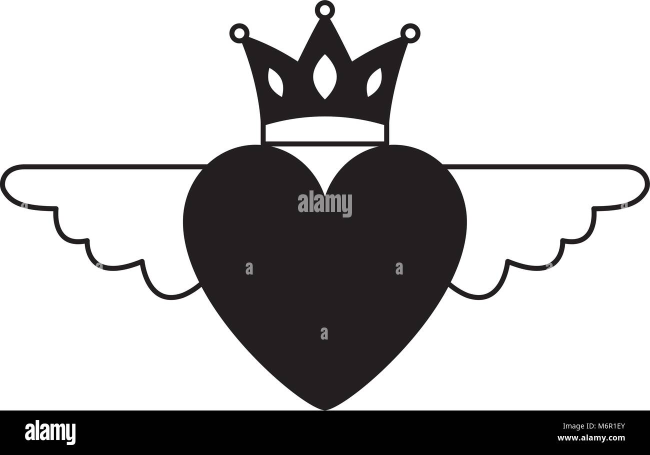 Heart With Wings And Crown Clipart
